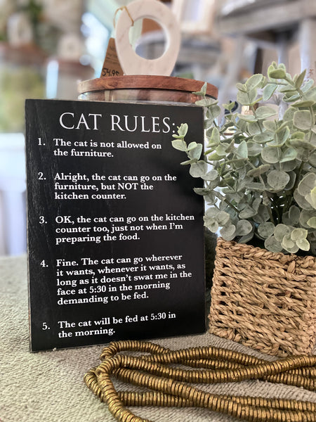CS-9376 - Cat Rules Sign – Collins Fresh + Original